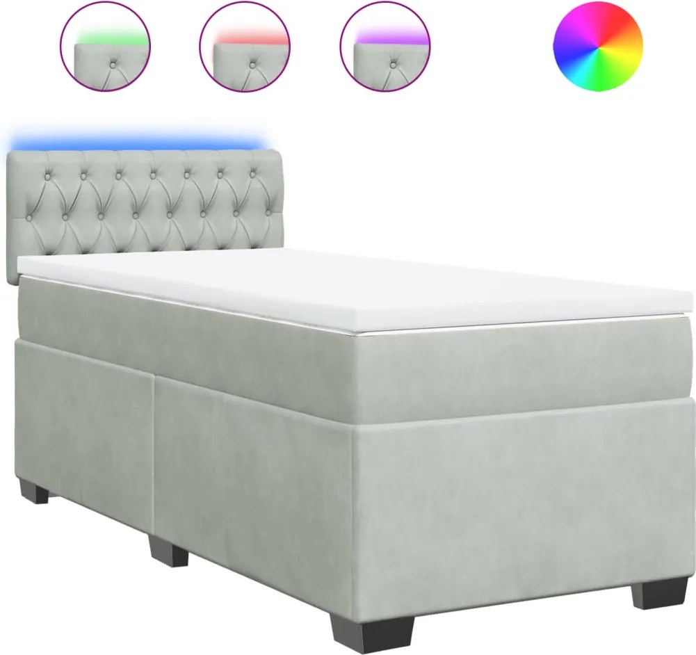 Box spring postel s matrací světle šedá 80 x 200 cm samet 3288468