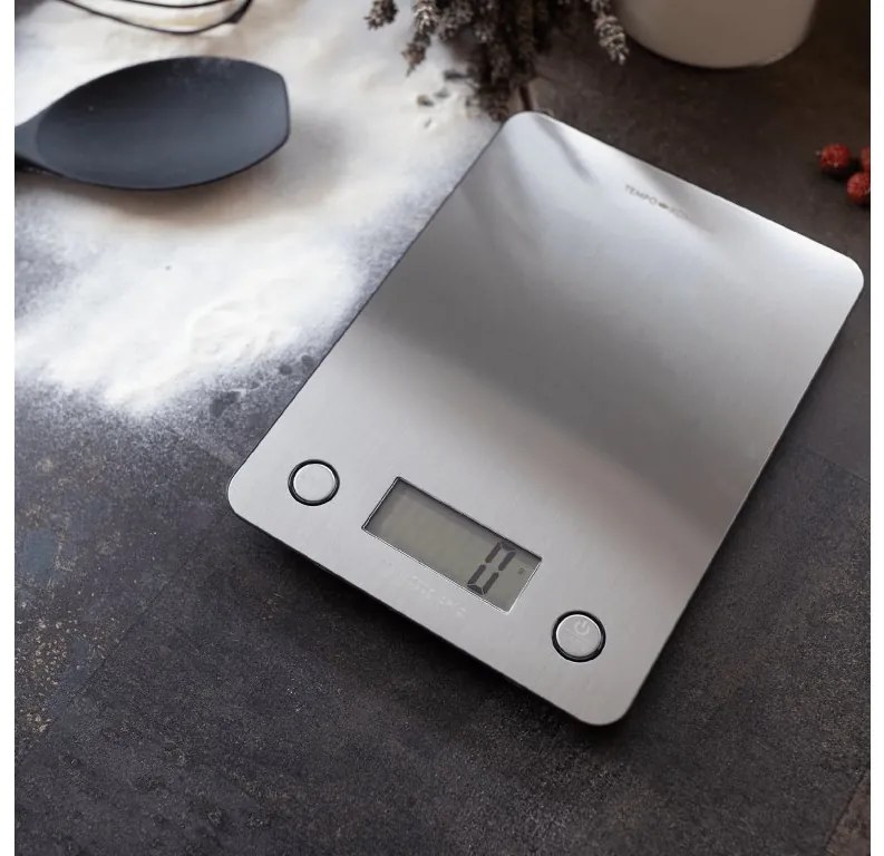 TEMPO-KONDELA FINLA, digitální kuchyňská váha, stříbrná, nerez