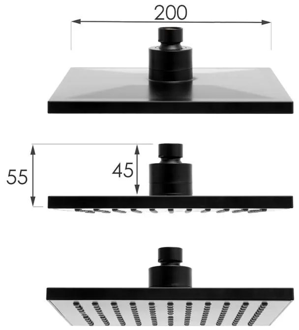 Sprchová souprava KIT - černá - hlavice 20x20 cm