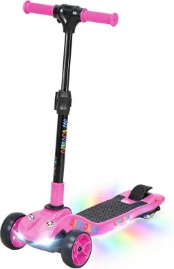 AIYAPLAY elektrická koloběžka pro děti od 6 let, skládací, 3 kola, start pomocí tlačítka, maximální rychlost 8 km/h, 64 x 29 x 83 cm, růžová