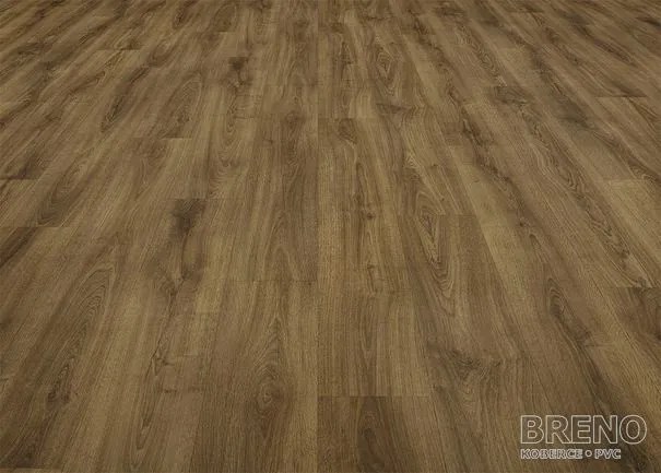 Breno PVC RENOTEX Sundance Oak 546 – tmavě hnědé dřevo, šíře 300 cm