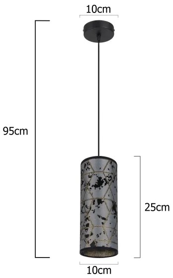 Lustr na lanku AVALO 1xE27/60W/230V šedá/černá