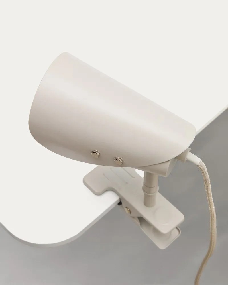 Světle šedá kovová stolní lampa s klipem (výška 16 cm) Jula – Kave Home