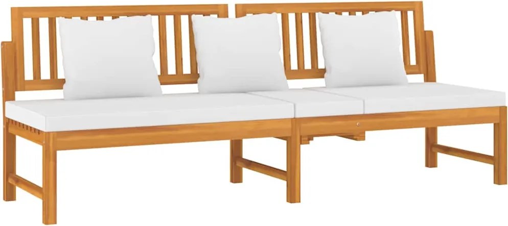 vidaxL Válenda s krémovou poduškou 200 x 60 x 75 cm masivní akácie 312144