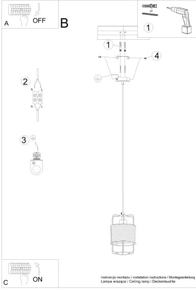 Sollux SL.1300 - Lustr na lanku GIZUR 1xE27/15W/230V