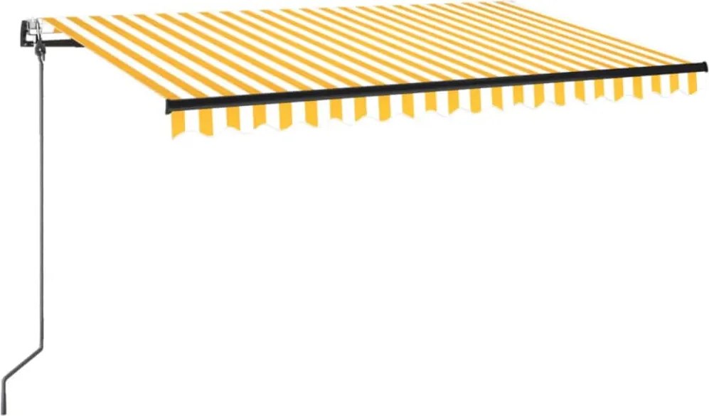 Automatická markýza LED a senzor větru 400x350 cm žlutobílá 3069193