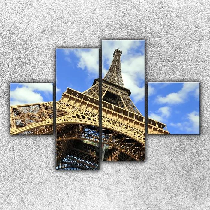 4 dílný obraz Eiffelovka zespodu 1