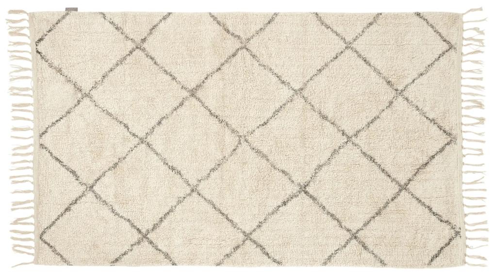 Hübsch Bavlněný kobereček White/grey 90 x 150 cm, krémová barva, textil