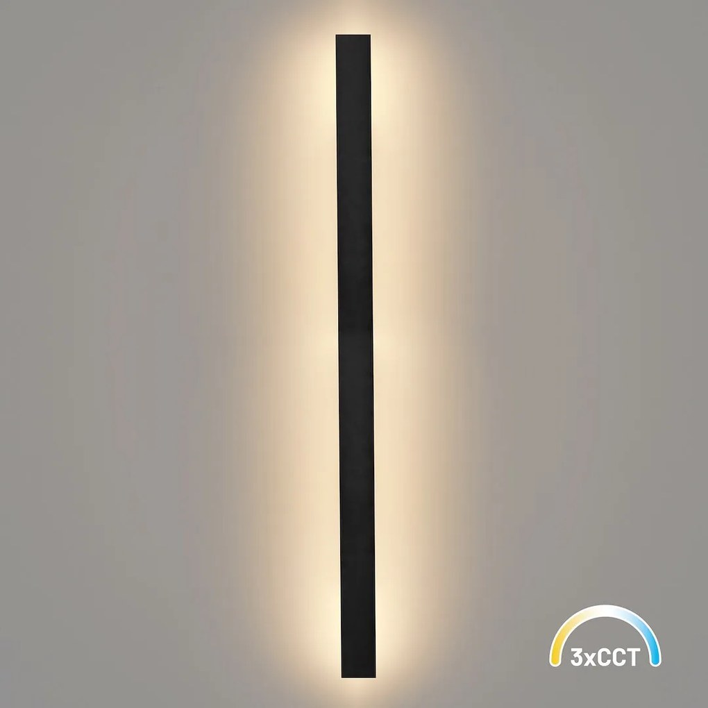 Exteriérové nástěnné LED svítidlo Wow, 1x LED 20w, 3CCT, černá, (120 cm)