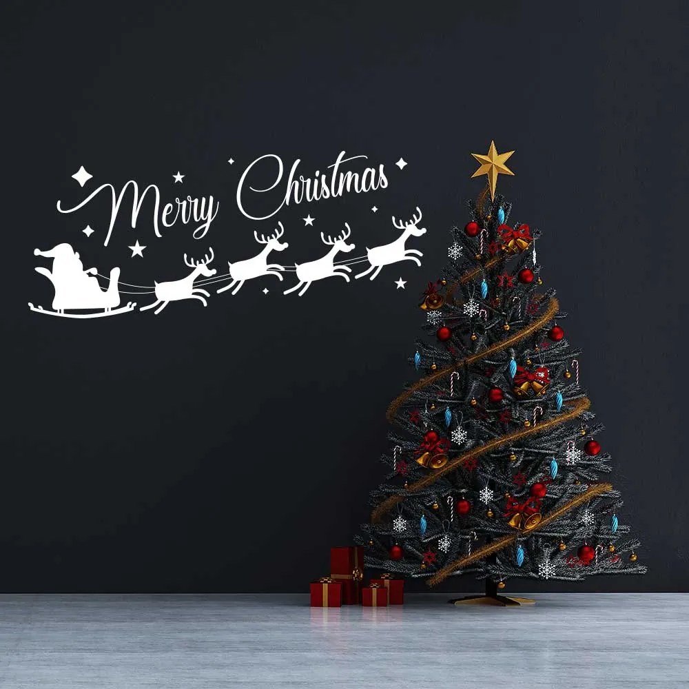 GLIX Merry Christmas Santa II. - samolepka na zeď Bílá 50 x 20 cm