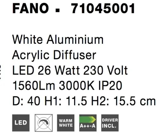 LED stropní svítidlo Fano 40 bílé