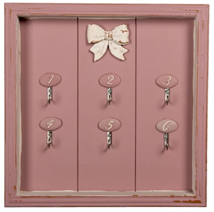 Růžový dřevěný věšák na klíčeb Wilbert – 30x4x30 cm