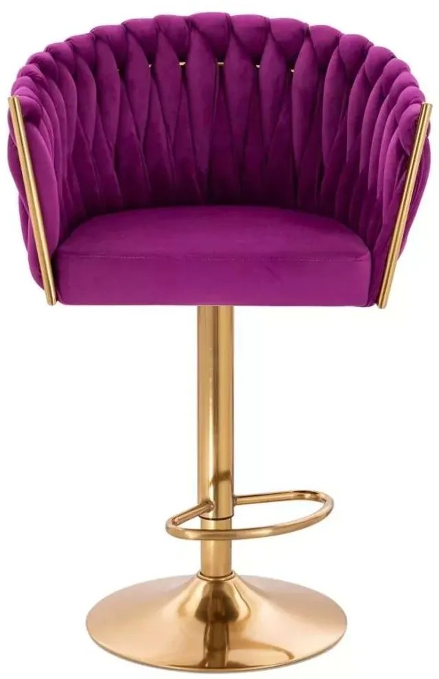LuxuryForm DESIGN Barová židle NORDEN VELUR na zlaté kulaté podstavě - fuchsie