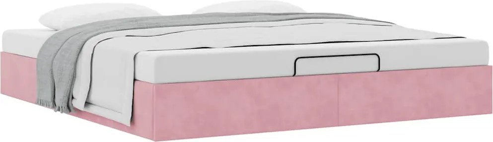 Osmanský rám postele bez matrací růžová 200x200 cm samet 3310990