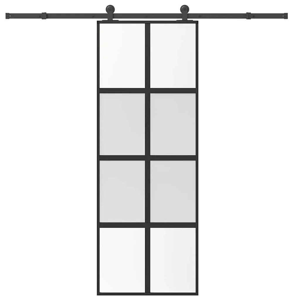 Posuvné dveře s kováním 76x205 cm tvrzeného sklo a hliník 3333010