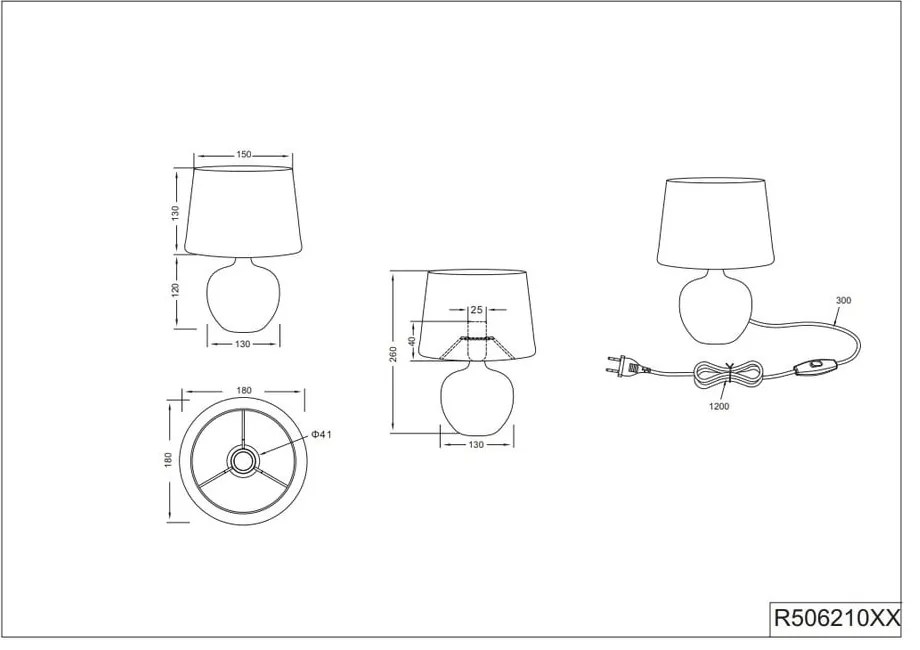 Černá stolní lampa z keramiky a tkaniny Reality Luxor, výška 26 cm