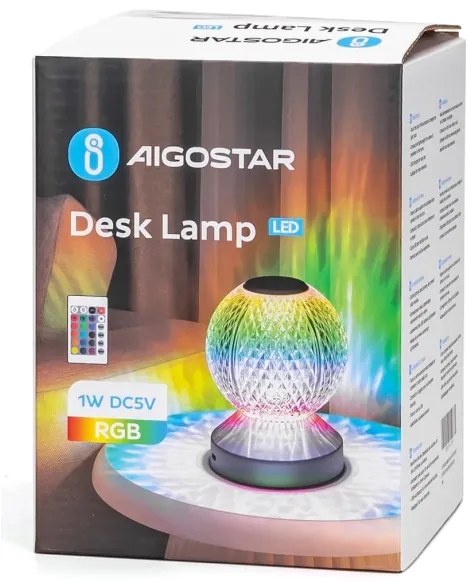 Aigostar-LED RGB Stmívatelná nabíjecí stolní lampa LED/1W/5V 1800mAh 13,5cm + DO