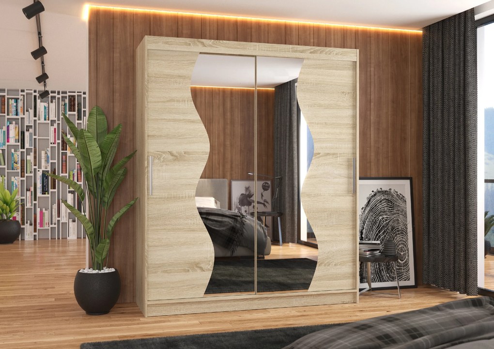 ADRK Furniture Posuvná skříň s zrcadlem MEDISON 180 SW-MED-S-180+A356