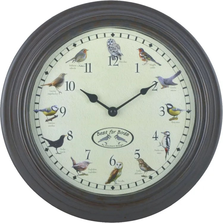 Esschert Design - hodiny s ptačím zpěvem Ø 29
