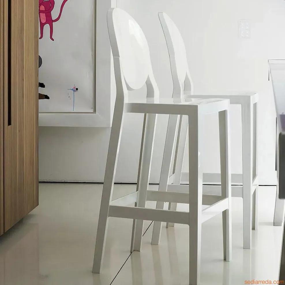 Set 2 barových židlí One More v. 65 cm bílá, Kartell - One more 65 cm