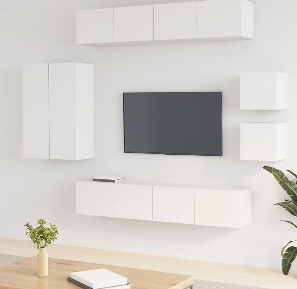 vidaXL 8dílný set TV skříněk kompozitní dřevo [3114486] Barva: Bílá