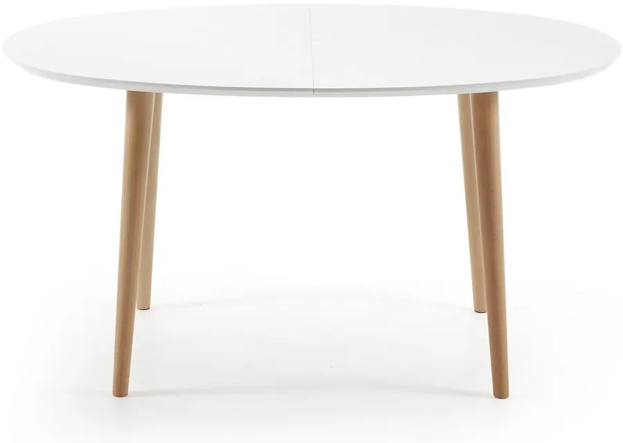Bílý rozkládací jídelní stůl s bílou deskou 90x140 cm Oqui – Kave Home
