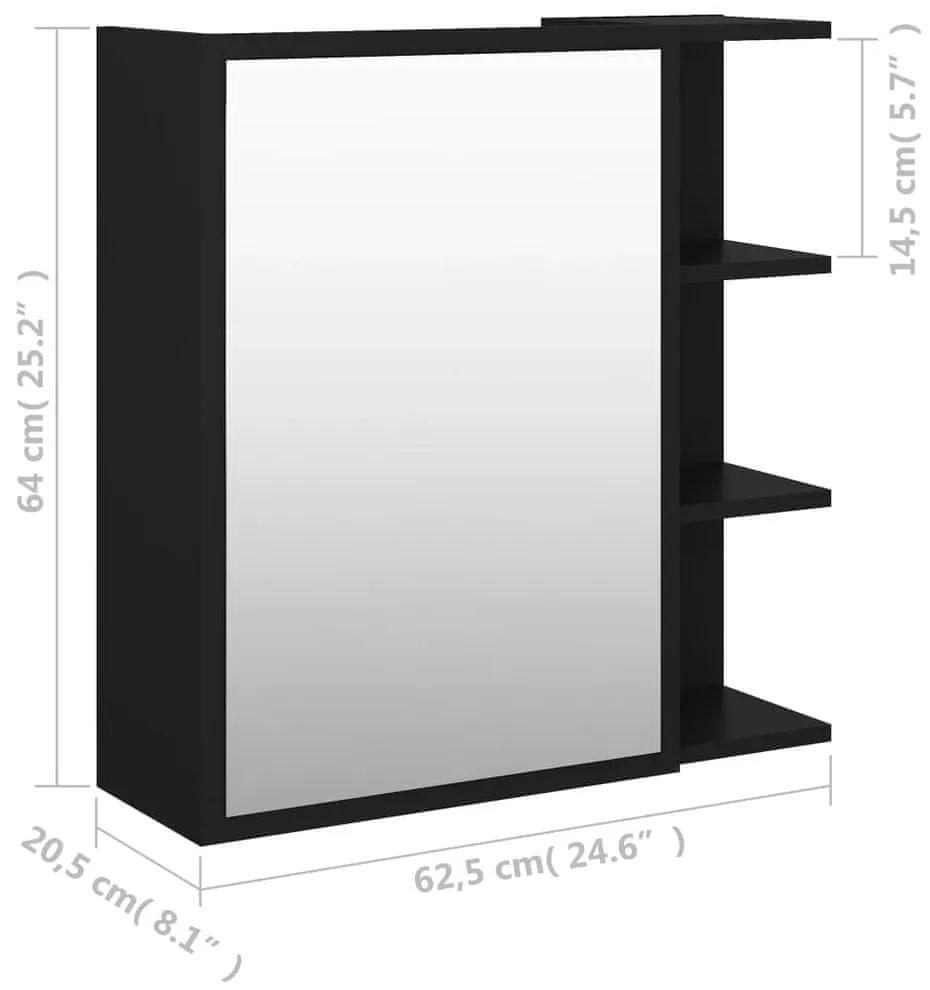 Petromila Koupelnová skříňka se zrcadlem černá 62,5x20,5x64cm dřevotříska