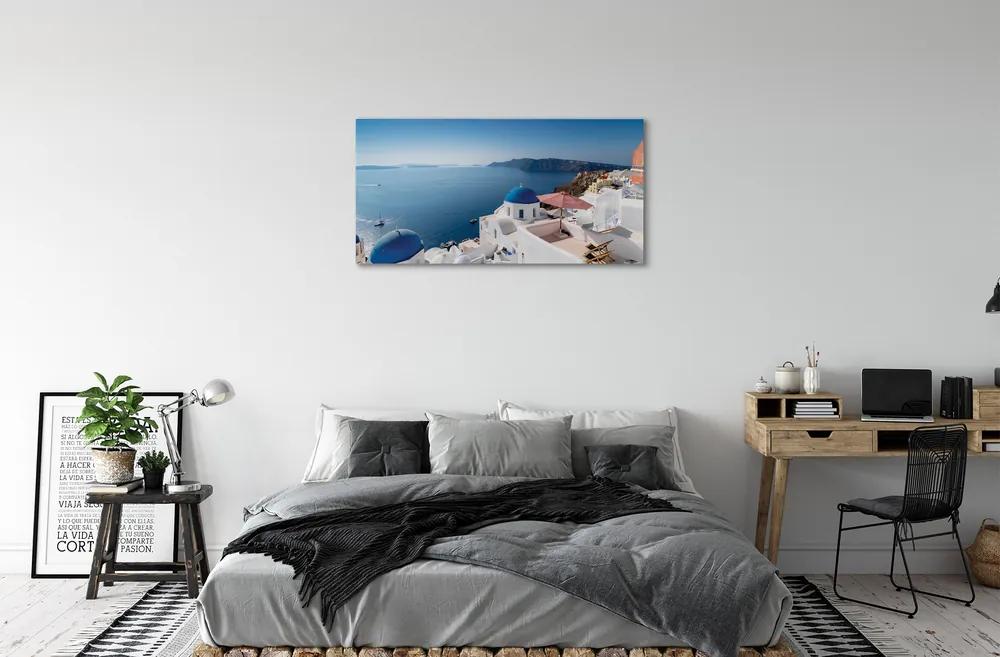 Obrazy na plátně Řecko sea panorama budov 125x50 cm