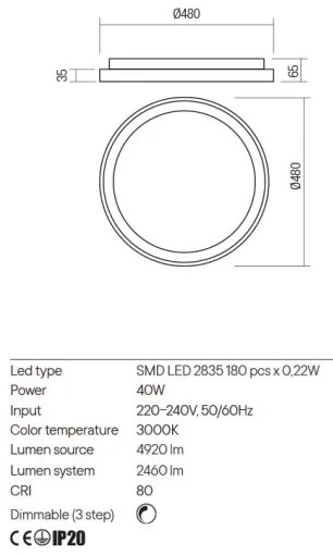 Redo 01-2668 - LED Stmívatelné stropní svítidlo LED/40W/230V pr. 48 cm černá