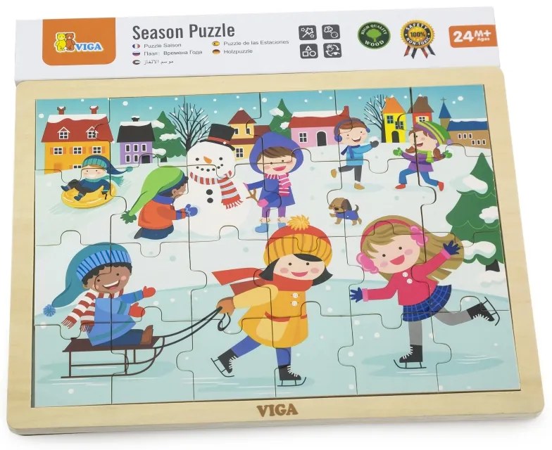 Dřevěné puzzle 24 dílků - zima