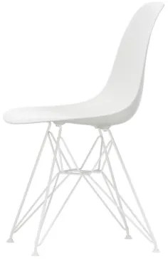 Eames Plastic Chair DSR bíle lakovaná bílá černé na tvrdou podlahu Vitra