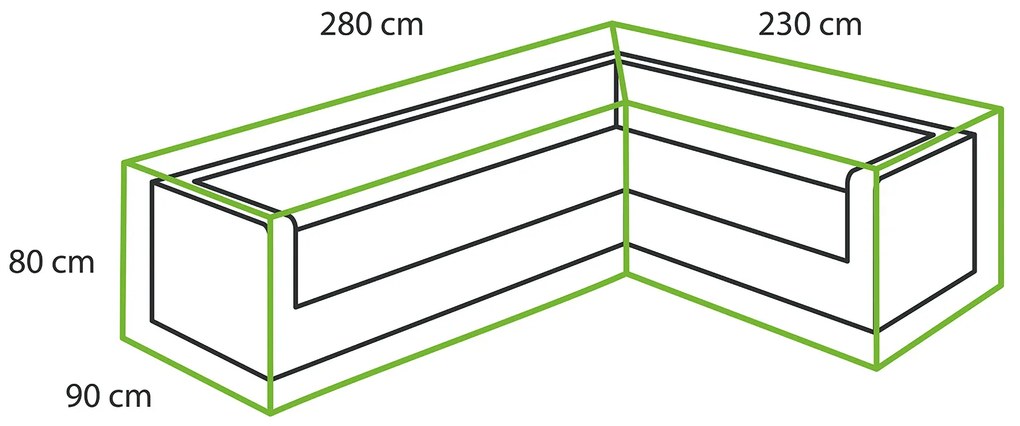 Obal na sedací soupravu ve tvaru L, pravá, Winza 280x230x90/80cm