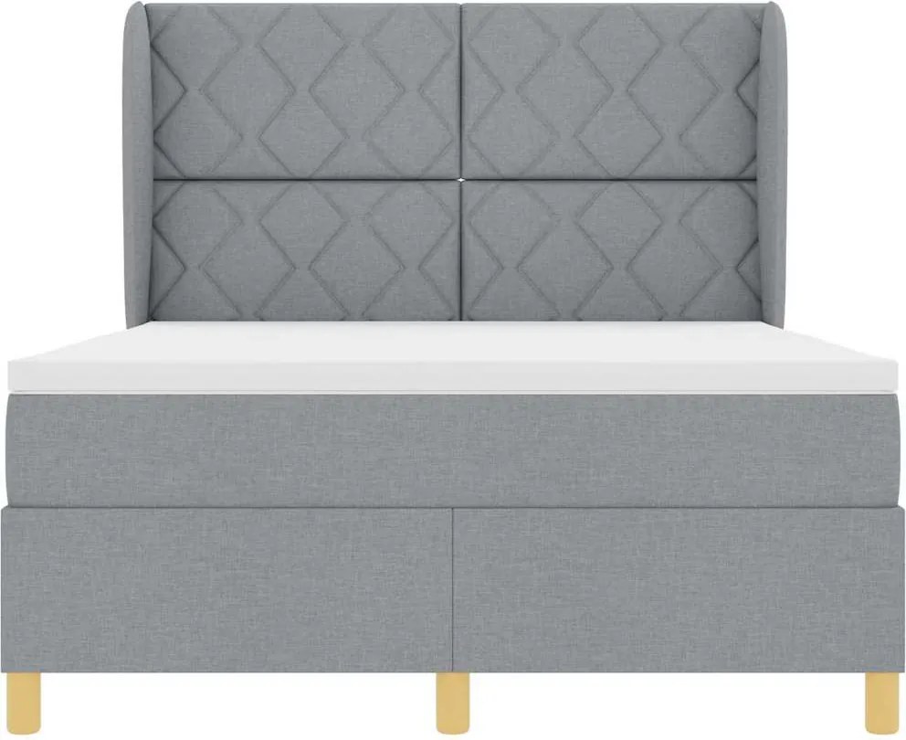 Postel s boxspringem s čelo Světle šedá 200 x 160 cm textil 3340823