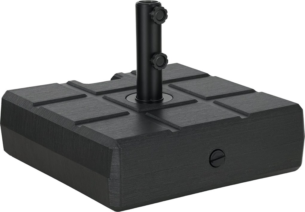 Outsunny Obdélníkový Stojan na Slunečník S Plněním 30 kg Vody a 40 kg Písku pro Tyč Parasolu Ø32/38/48 mm, Zahrada na Terase 49x49x36,5 cm Černá | Aos