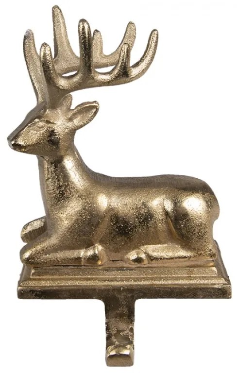 Zlatý kovový háček na punčochu Jelen – 13x8x20 cm