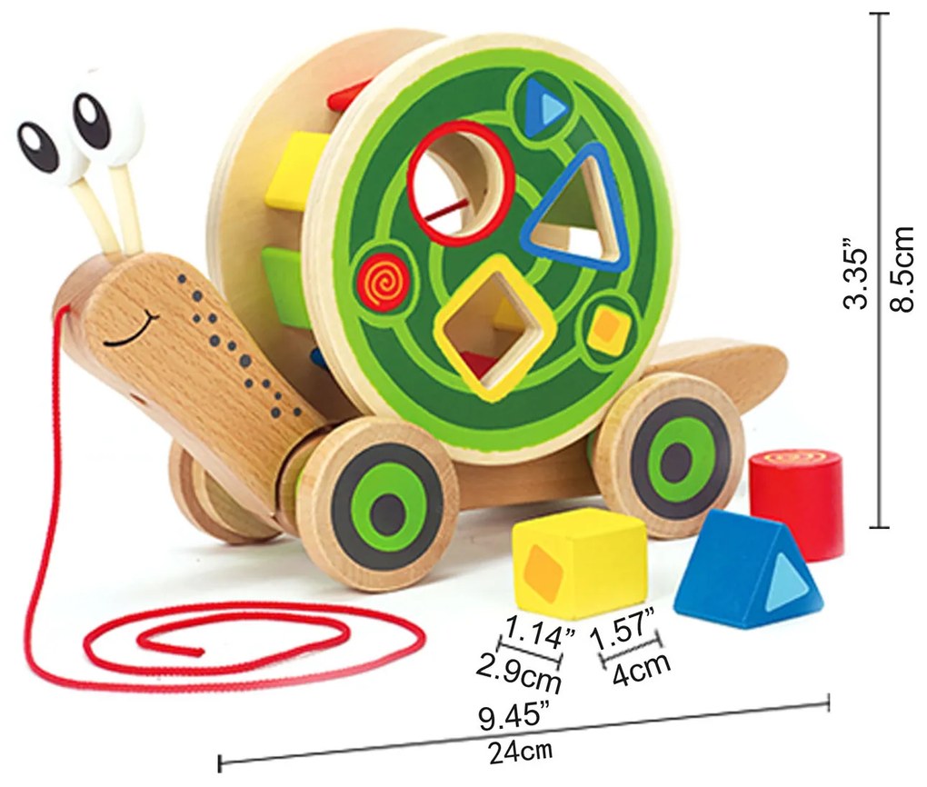 Tahačka šnek s vkládacími geometrickými tvary
