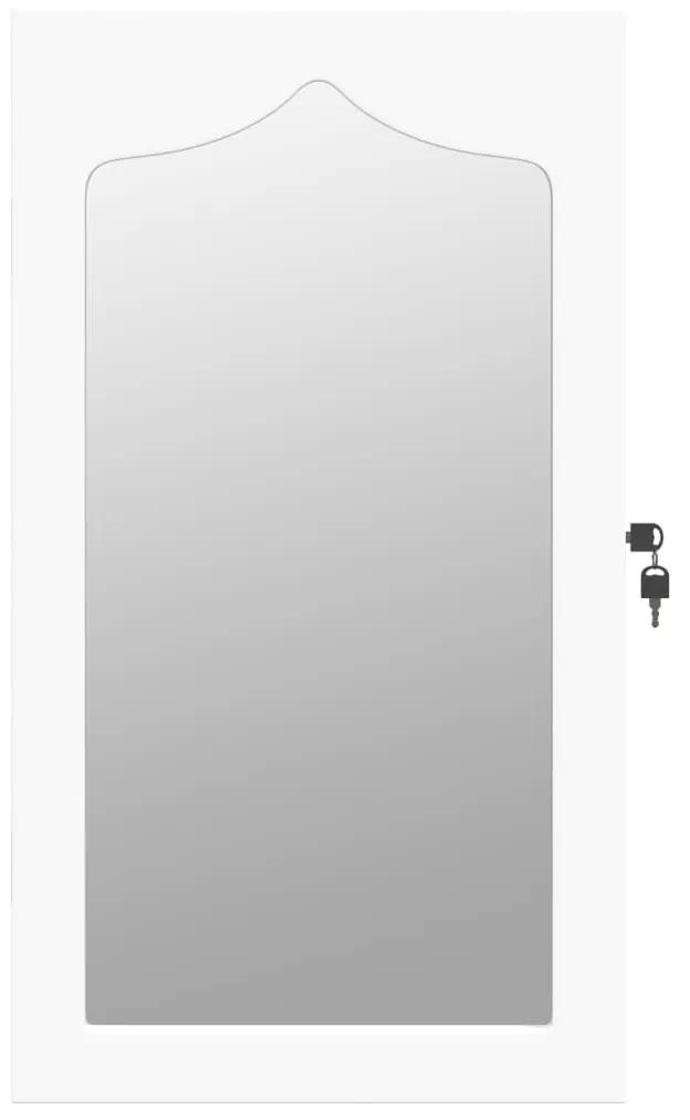 Zrcadlová šperkovnice nástěnná bílá 37,5 x 10 x 67 cm - Default Title