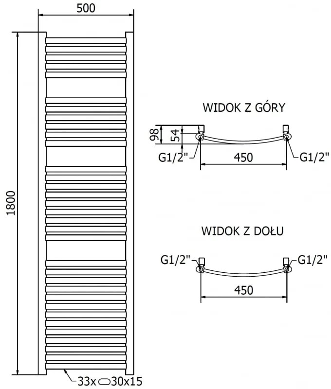 Mexen Helios, elektrické topné těleso 1800 x 500 mm, 900 W, zlatá lesklá, W103-1800-500-2900-50