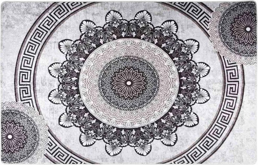 Koberec pratelný 80 x 150 cm černý a šedý 337982