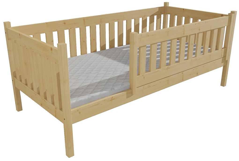 Vomaks Dětská postel M 012 NEW* se zábranou Rozměr: 90 x 200 cm, Barva: surové dřevo
