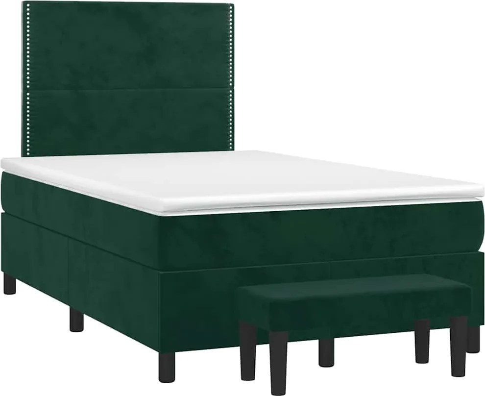 Box spring postel s matrací tmavě zelená 100x200 cm samet 3137770