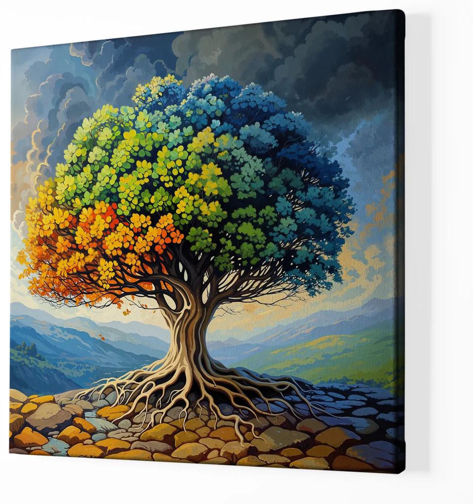 Obraz na plátně - Strom života Bouřka přichází FeelHappy.cz Velikost obrazu: 100 x 100 cm