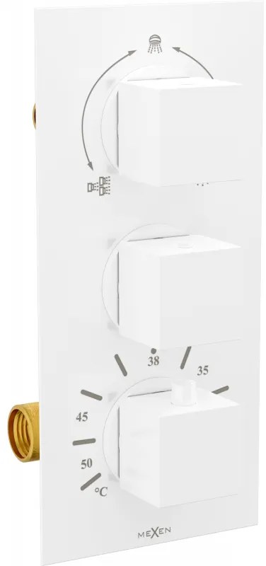 Mexen Cube termostatická baterie vanovo-sprchová, 3cestná, bílá - 77503-20