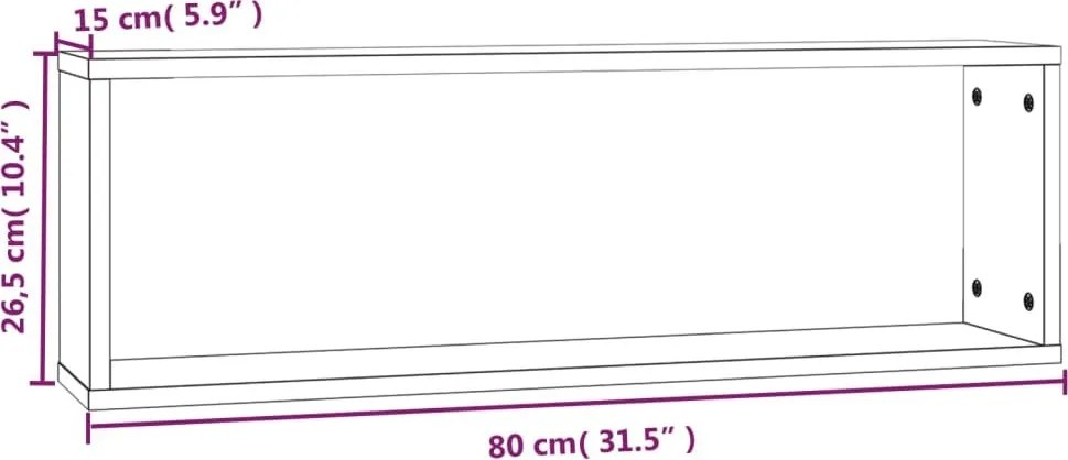 vidaXL Nástěnné obdélníkové police 4 ks 80 x 15 x 26,5 cm [815919] Barva: šedá sonoma