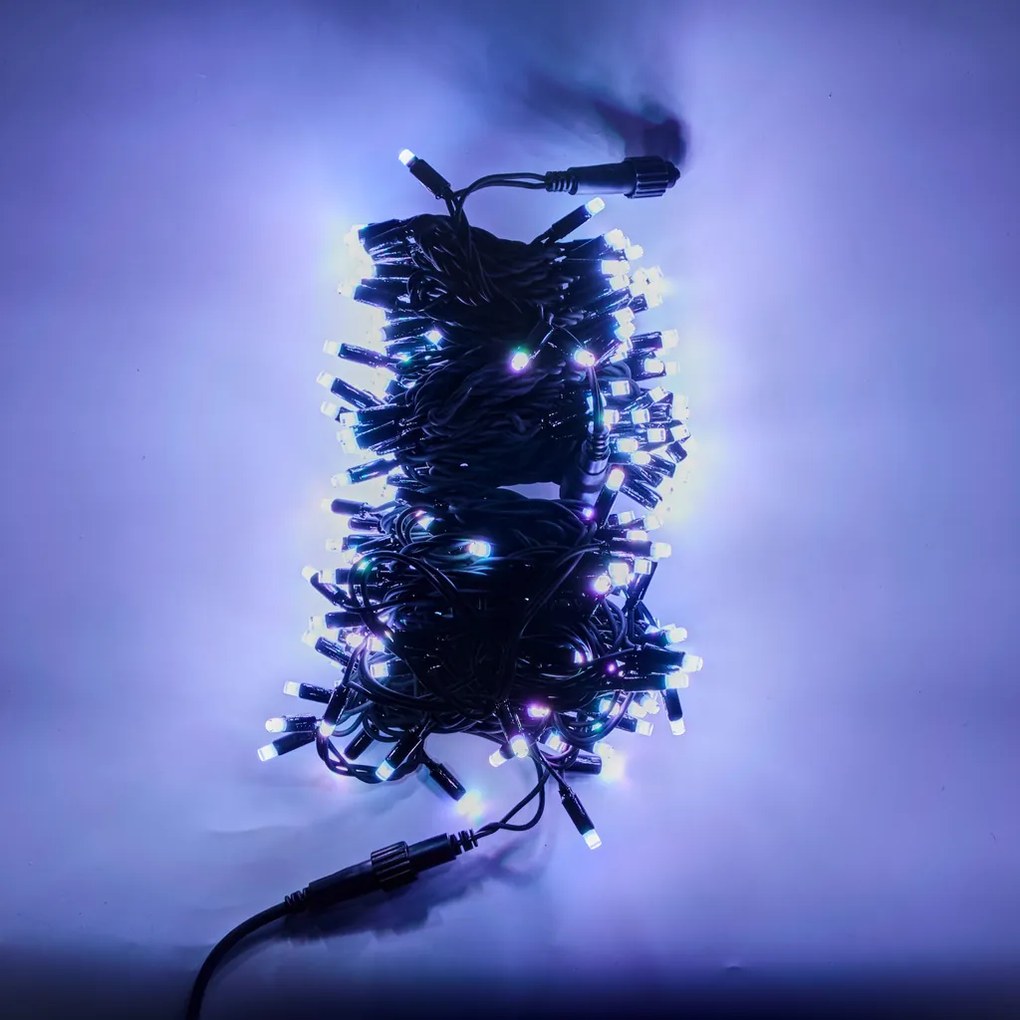 Easy Fix RGB LED světelný řetěz, 20 m, venkovní, 200 diod, černý kabel, IP67