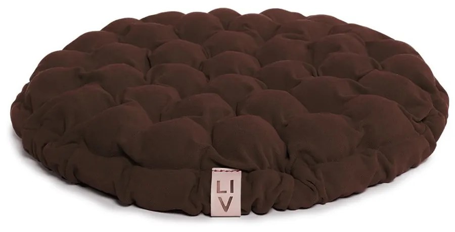 Tmavě hnědý sedací polštářek s masážními míčky Linda Vrňáková Bloom, Ø 65 cm