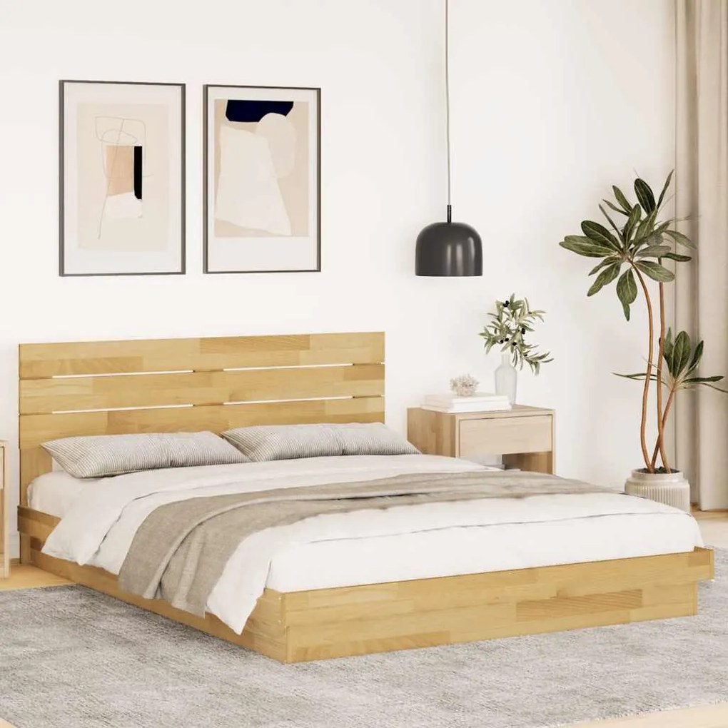 Rám postele s čelem bez matrace 150x200 cm Dubový masiv 3315741