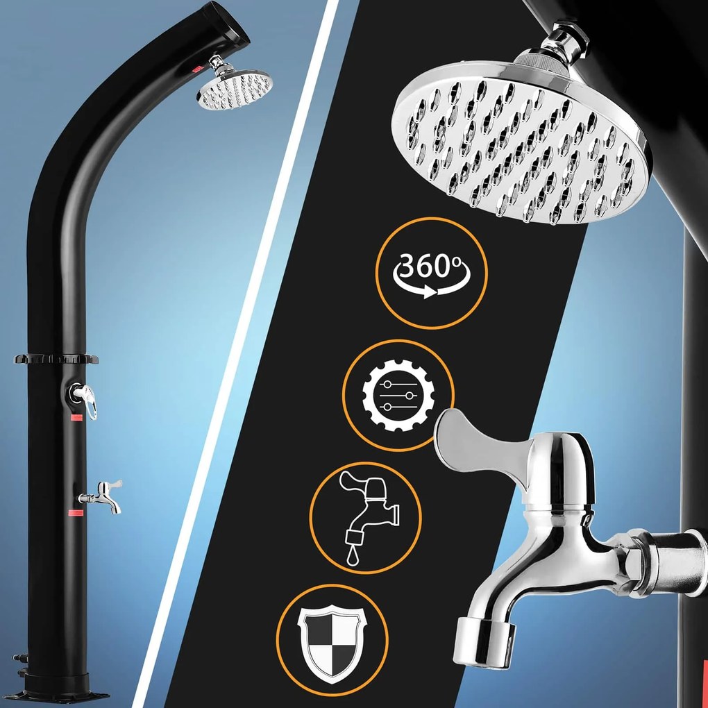 Deuba Zahradní solární sprcha Bow Black 20 L