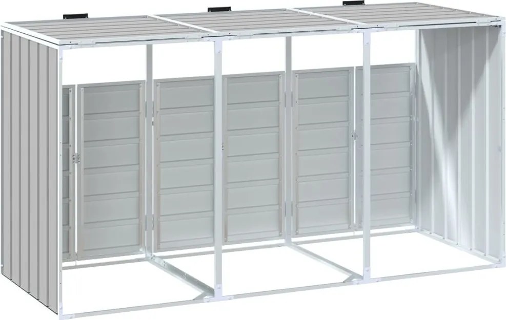 vidaXL Box na 3 popelnice 216 x 81 x 115 cm ocel [4006182] Barva: Šedá