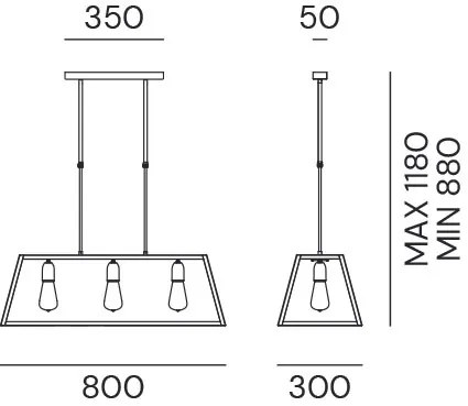 Il Fanale London, závěsné svítidlo v kombinaci antického kovu a čirého skla, 3x77W E27, délka 80cm